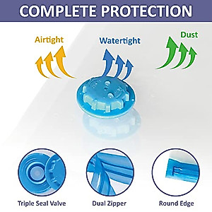 18 Space Saver Vacuum Storage Bags, Vacuum Sealed Storage Bags (4 Jumbo/4 Large/4 Medium/6 Small) with Hand Pump, Vacuum Seal Bags for Clothing, Comforters, Pillows, Towel, Blanket Storage, Bedding