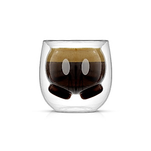 JoyJolt Mickey Pants and Minnie Skirt 3D 2oz Espresso Cups. Double Walled Espresso Glasses (2pc) Small Double Wall Glass Coffee Cups. Demitasse Cups, Espresso Measuring Cup or Liqueur Shot Glasses