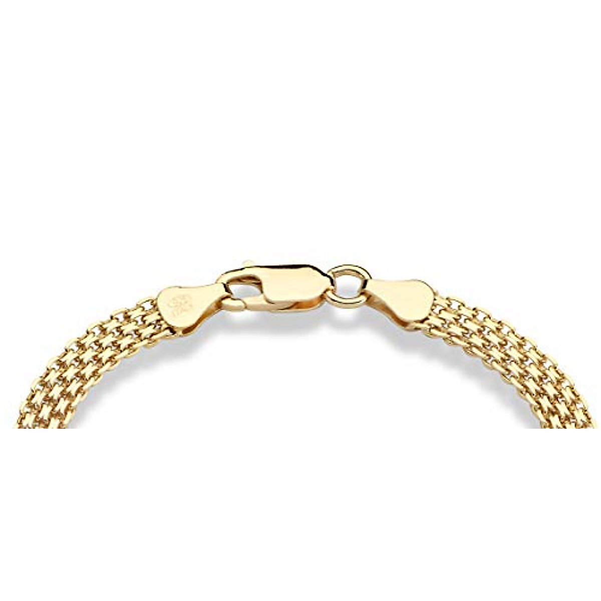Miabella 18K Gold Over Sterling Silver Italian 6mm Solid Bismark Mesh Link Chain Bracelet for Women, 925 Made in Italy (Length 7.5 Inches)