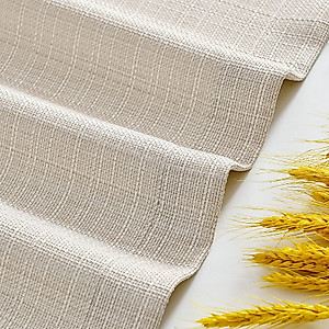 jinchan Beige Kitchen Curtains 36 Inch Linen Textured Tier Curtains Tab Top Cafe Curtains Farmhouse Short Small Window Curtains Light Filtering for Country Rustic Bathroom Laundry Room RV 2 Panels