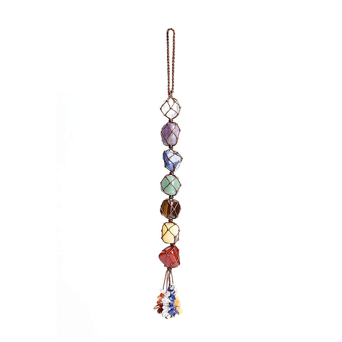 Handmade Crystal Window Car Hanging Ornaments 7 Chakra Home Decoration Feng Shui Ornament Yoga Meditation Car Decoration Tumbled Palm Stones Christmas Decorations Ornaments