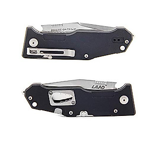 LAND 9046 Folding Knife Pocket Knife Tanto 12C27 Blade Multi Knife Survival Tool EDC Knife(Black)