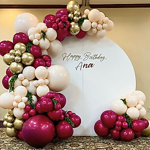 HIBAO Burgundy White Nude Balloons Double Stuffed Pearl Balloon Garland Latex Thick 18/12/5in Ruby Red Balloons Ivory Nude Balloon Arch Kit for Birthday Valentines Day Baby Shower Wedding Party Decora