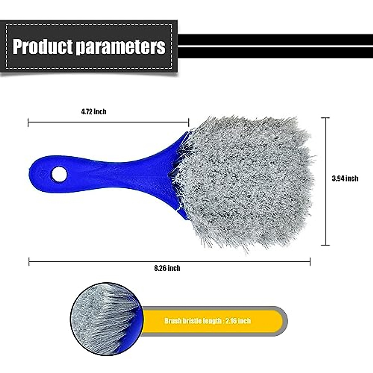 gunhunt 1 PC Car Tire Cleaning Brush with Short Handle, 8.26" x 2.95" x 2.95" Car Soft Bristle Wheel Cleaning Brush, Car Tire Cleaning Tool, Suitable for Most Models (Blue)