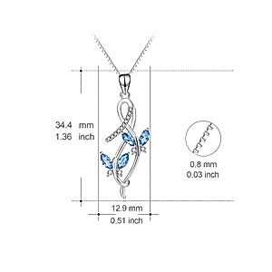 AOBOCO Sterling Silver Infinity Butterfly Pendant Necklace with Simulated Aquamarine Blue Crystals, Anniversary Birthday Jewelry Gifts for Women