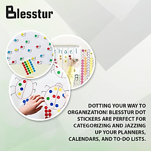 Blesstur 1050 PCS Dot Stickers- Circle Stickers, 10 Color Style Colorful Round Coding Label Sticker for Office,Student Classroom , 0.75 inches , 70 Labels per Sheet