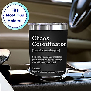 WECACYD Boss Gifts for Men, Chaos Coordinator Tumbler - Chaos Coordinator Gifts, Thank You Gifts for Women, Birthday Gifts for Dad, Boss, Coworker, Manager, Teacher, Friends - 20 oz Tumbler Black