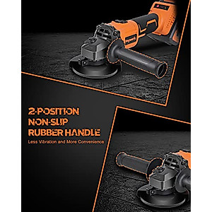 Heywork 21V Cordless Grinder Kit,4" Blade,10000 RPM Brushless Motor Cordless Angle Grinder,4Ah Lithium Ion Battery Grinder & Quick- Charger,2-Position Handle,Cutting and Grinding Wheels