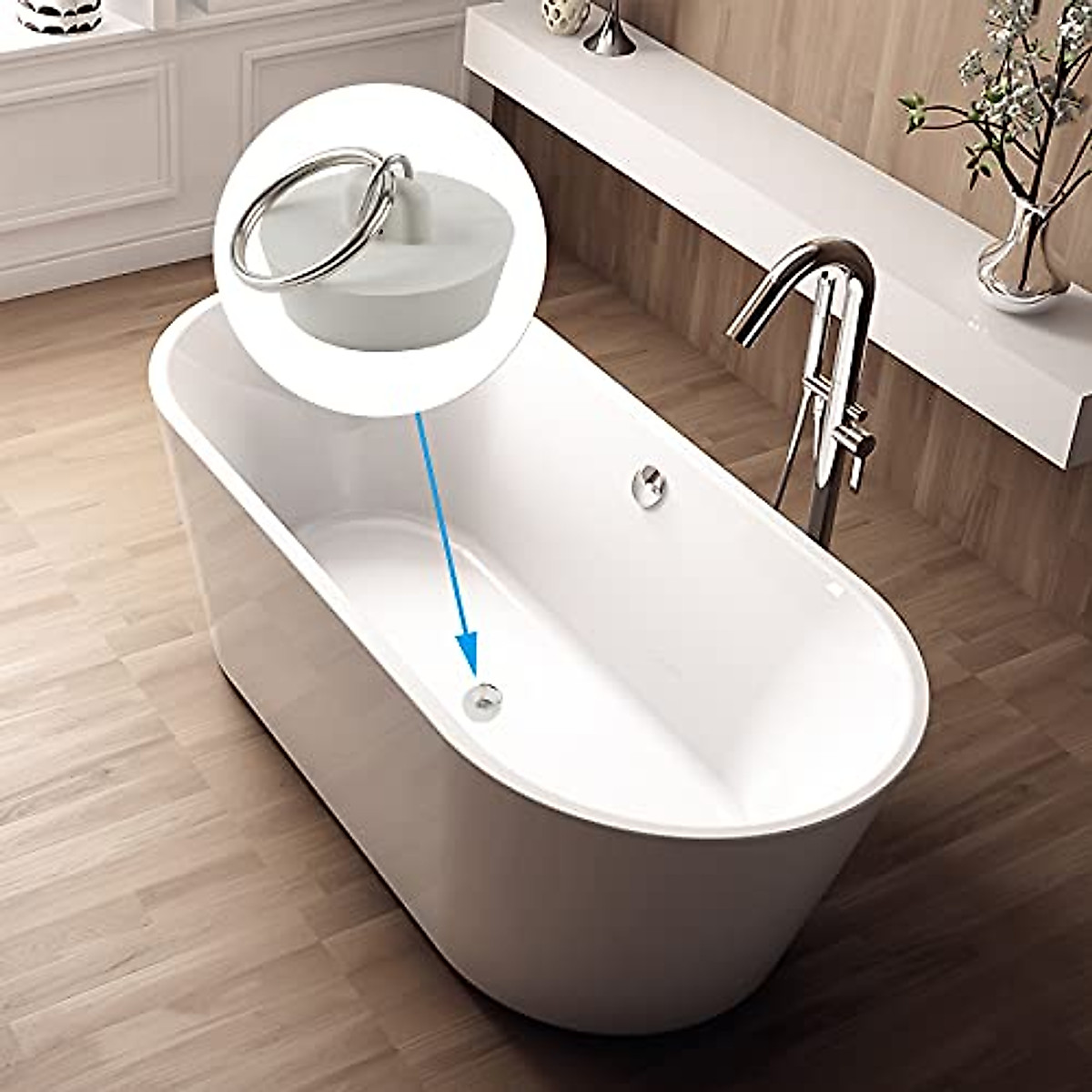 6 Pieces Drain Stopper, Rubber Sink Stopper with Hanging Ring, Drain Plugs for Sinks, Small Sink Stopper for Bathtub, Kitchen, Bathroom and Laundry Sink, 6 Different Sizes, White