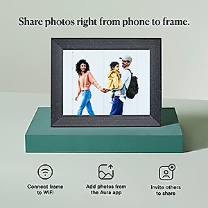 Aura Mason Luxe 2K Smart Digital Picture Frame 9.7 Inch WiFi Cloud Digital Photo Frame, Free Unlimited Storage, Send Photos from Anywhere - Pebble