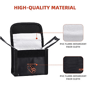 HeiyRC Lipo Battery Safe Bag for DJI Mini 4K/Mini 2/Mini 2 SE/Mini SE/Mavic Mini Batteries Protection Storage Case Fireproof Explosion-proof Pouch Accessories