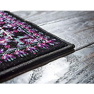 Unique Loom Imperial Collection Paisley, Distressed, Border, Vintage, Modern, Abstract Area Rug, 3 ft x 9 ft 10 in, Lilac/Black