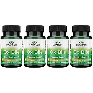 Swanson Ox Bile - Standardized 90 mg 60 Caps 4 Pack