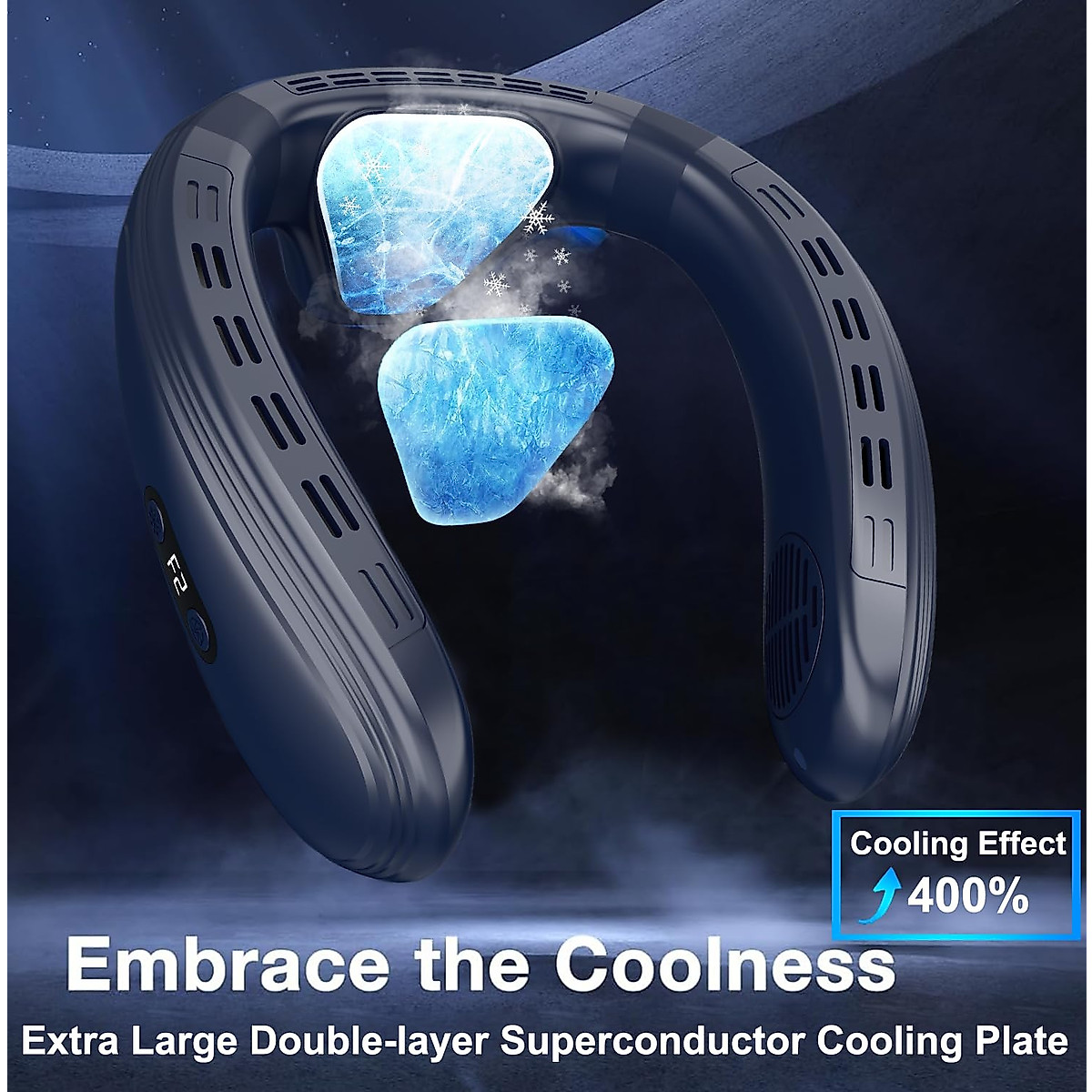 Neck Air Conditioner with Extra-large Cooling Plate, Portable Neck Fan 6000mAh Personal Cooling Travel Fan Innovative Back Air Outlet 3D Neck Cooler with LCD Display,3 Speeds/Refrigeration for Outdoor