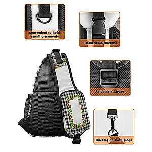 Gsypo Sling Backpack, St.Patrick's Day Shamrocks Gold Black Buffalo Plaid Waterproof Lightweight Small Sling Bag, Travel Chest Bag Crossbody Shoulder Bag Hiking Daypack for Women Men