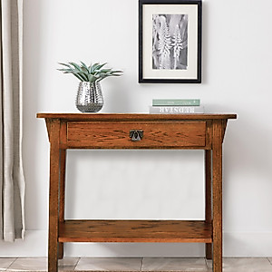 Leick Home 9057-RS Mission Console Entryway, Sofa Table, Made with Solid Wood, for Living Room, Hallway, Office, Bedroom, Russet Finish, 10 in x 30 in x 28