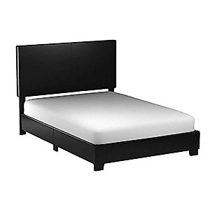 Crown Mark Erin Upholstered Panel Bed in Black, Queen