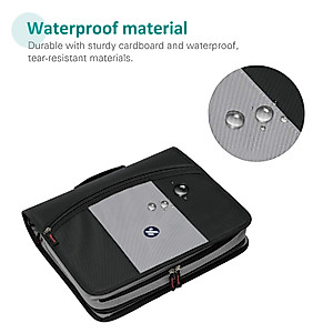 3-Inch Zipper Binder, 3 Round Rings Binder with Expanding File and Shoulder Strap, Black