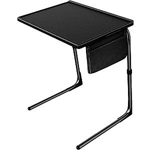 Totnz TV Tray Table, Folding TV Dinner Table Comfortable Folding Table with 3 Tilt Angle Adjustments for Eating Snack Food, Stowaway Laptop Stand,Black