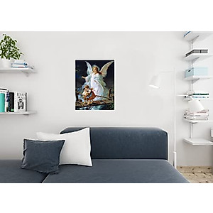 Lindberg Heilige Schutzengel Guardian Angel and Children Crossing Bridge German 1900s Religious Religion Inspirational Motivational Faith Cool Wall Decor Art Print Poster 24x36