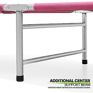 Magshion Portable Military Fold Up Camping Bed Cot, Folding Camping Cot for Adults Outdoor Bed Heavy Duty Sleeping Cots for Camp with Carry Bag, Neon Pink