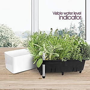 GrowLED Self Watering Planter Pots Window Box Indoor Home Garden Modern Decorative Planter Pot for All Indoor Plants, White(15.8"x5.2"x5.2")