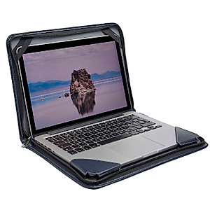 Broonel Blue Leather Laptop Messenger Case - Compatible with HP Elite Dragonfly G3 13.5" WUXGA Laptop