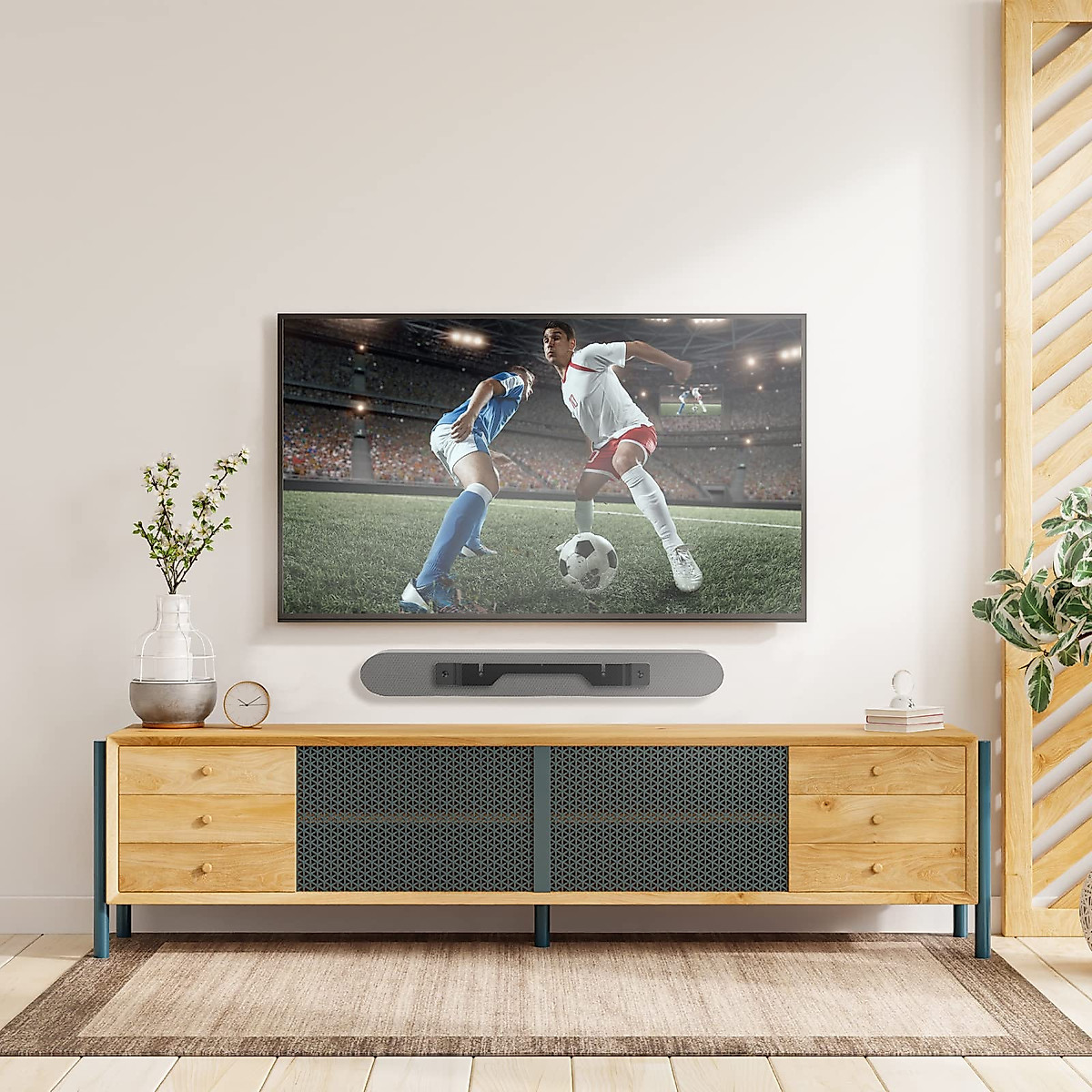 WALI Soundbar Mount for Sonos Ray, Floating Wall Mounting Bracket for Sonos Ray Essential Sound Bar Under TV with Hardware Kit (SON004-B), Black