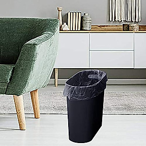 ROYFACC Small Trash Can Plastic Bathroom Wastebasket 3.2 Gallon Slim Garbage Container Bin with Handle for Home Kitchen Bathroom Bedroom Office, 2 Pack (Black)