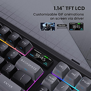 ROYALAXE L98 Wireless Mechanical Keyboard with 1.14” TFT LCD, Hot-swappable RGB Keyboard with Gateron G Yellow Pro Switches, Bluetooth/2.4G/Wired, Gasket Mount, PBT Keycaps, Charcoal Gray