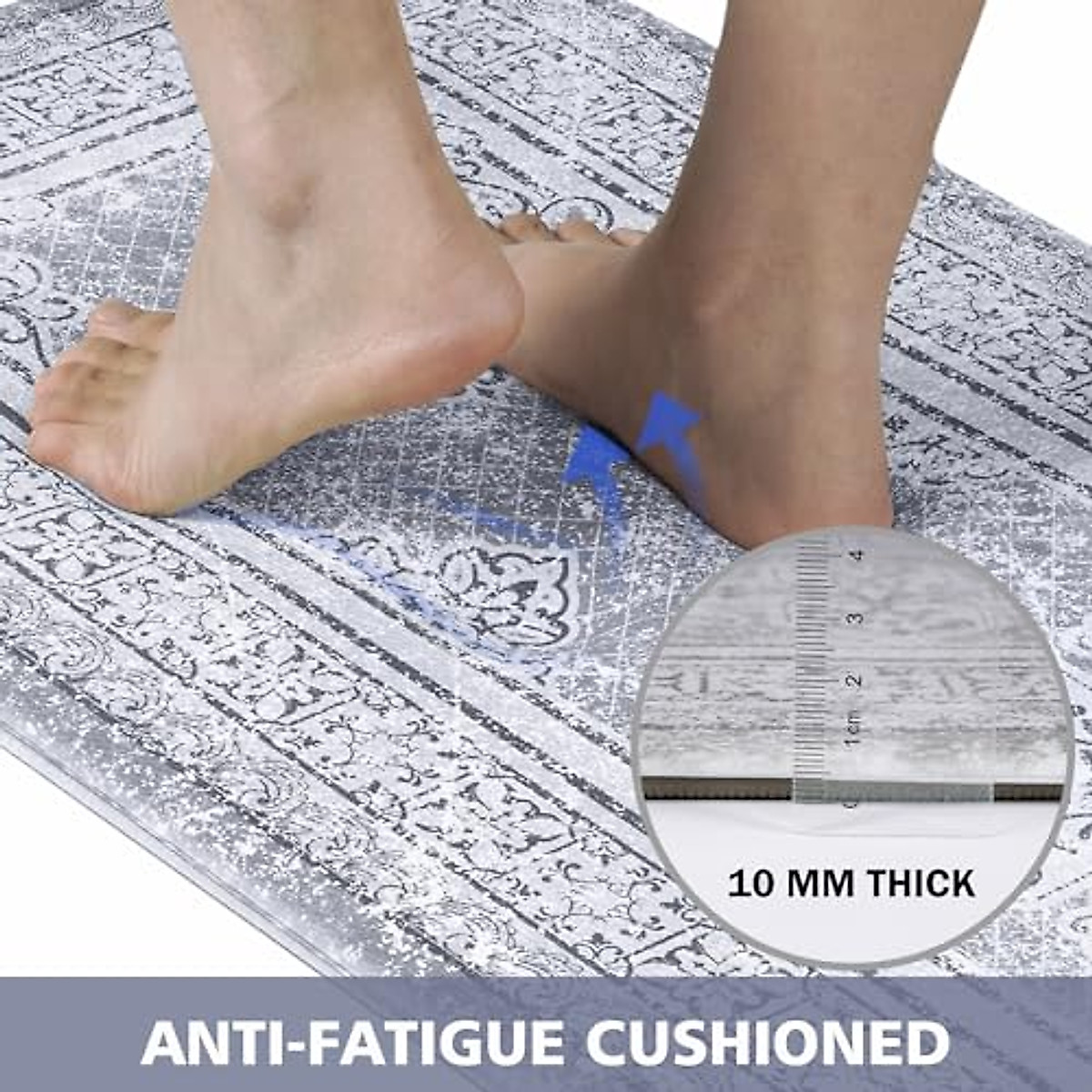 ASPMIZ 3 Pieces Kitchen Mats Cushioned Anti Fatigue, Waterproof PVC Runner Rug Kitchen Memory Foam Rugs Non Slip Kitchen Mats for Floor, Alfombras para Cocina, 18'' x 30'' + 18'' x 48'' + 18'' x 60''