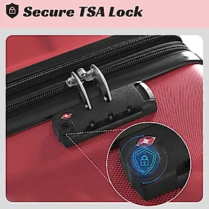 Merax 20 Inch Carry On Luggage with Wheels Aluminum Alloy Corner Hard Shell Suitcase TSA Luggage Suitcases for Travel Woman Men(Red)