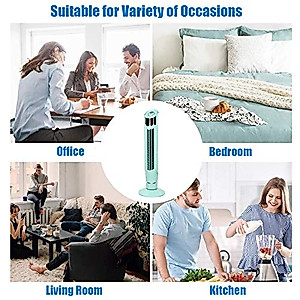 Antarctic Star Tower Fan 360°Oscillating Fan Quiet Cooling 24H Timer Remote Control Powerful Standing 8 Wind Speed 3 Wind Modes Bladeless Floor Fans Portable LED Display,Bedroom Office 40-Inch GREEN