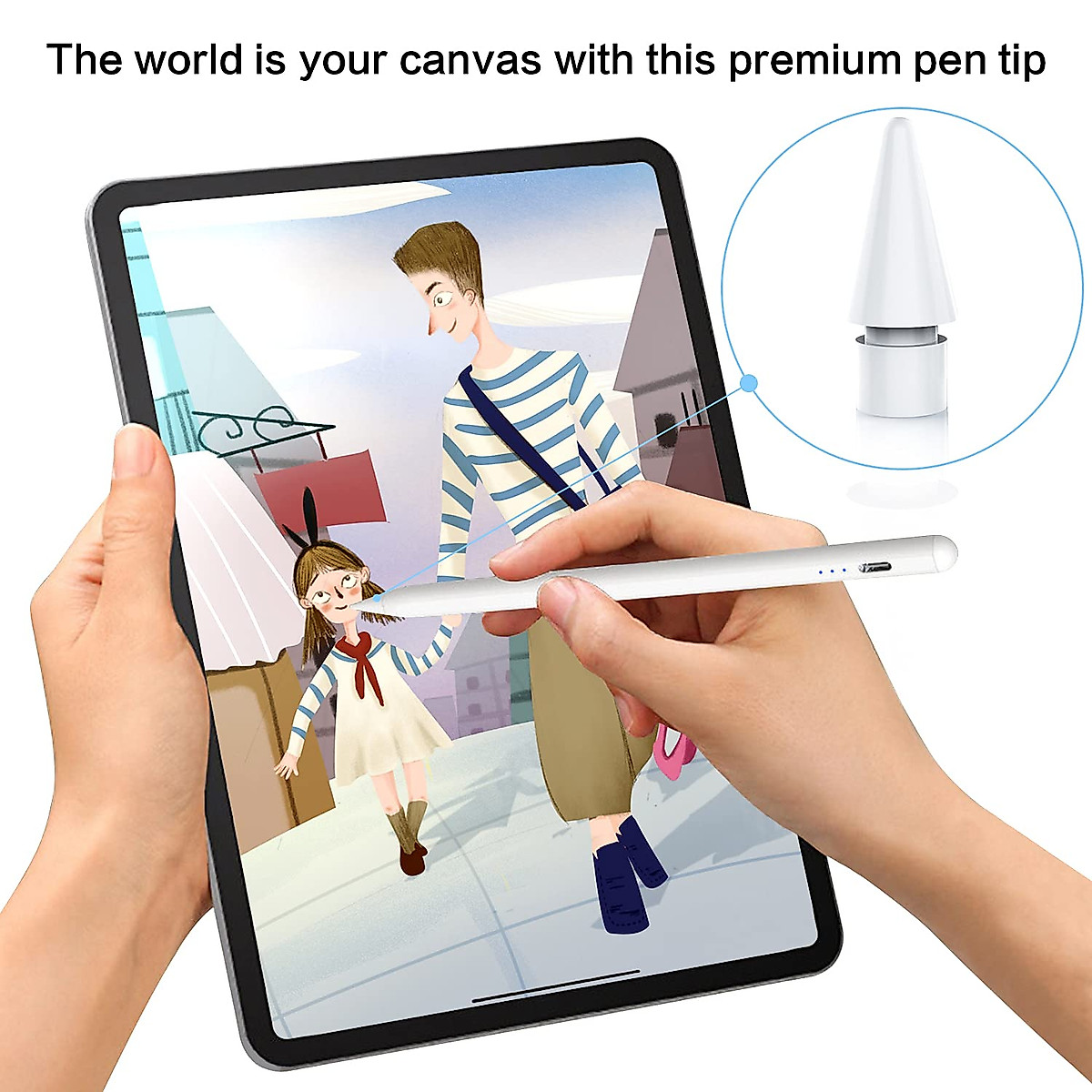 Replacement Tips for iPad Pen 1st Gen & 2nd Gen, High Sensitivity iPencil Nibs Compatible with Original Apple Pencil Tip iPad Pencil 1st/2nd Generation, Smooth Durable Tip Replacement White 2Pack