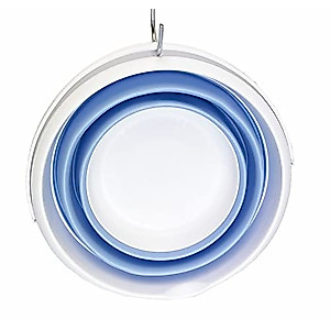 SAMMART 5.5L (1.4 Gallon) Collapsible Plastic Bucket - Foldable Round Tub - Portable Fishing Water Pail - Space Saving Outdoor Waterpot (Grey + Baby Blue (Set of 2))