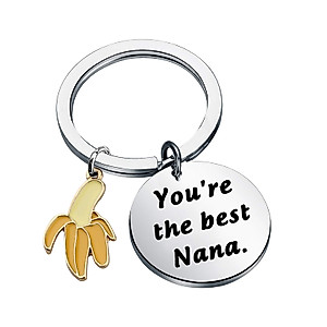 AKTAP Grandma Keychain You’re The Best Nana keyrings Banana Charm for Grandmother Gift from Granddaughter Grandson (Nana keyrings)