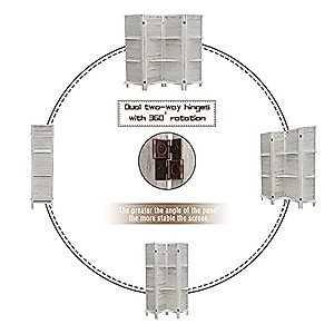 ECOMEX Room Divider 4 Panel, White Room Divider with Shelves, Wall Room Dividers and Folding Privacy Screens, Portable Room partitions and dividers for Bedroom, Home Office, Studio (White)