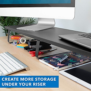 Mount-It! Extra Long Monitor Desk Riser [39 inches Extra Wide, 44 Lbs Capacity] Desktop Organizer for Double Computer Screens, Laptops, Desktops, TVs, Printers, Consoles (BLACK)