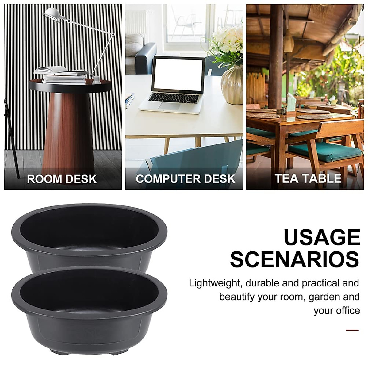 Yardwe Plant Pots Plant Pots Plant Pots 2pcs Household Large Bonsai Pot Oval Planter Ornament Reusable Flower Planting Container (38X30CM) Hanging Planter Hanging Planter Hanging Planter