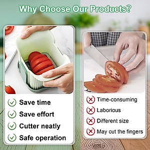 Tomato Slicer with Base, Fruit and Vegetable Slicer, Stainless Steel Kitchen Gadgets for Tomato, 7 Sharp Blades Sliced Small Multifunctional Tool for Potato, Onion, Grape