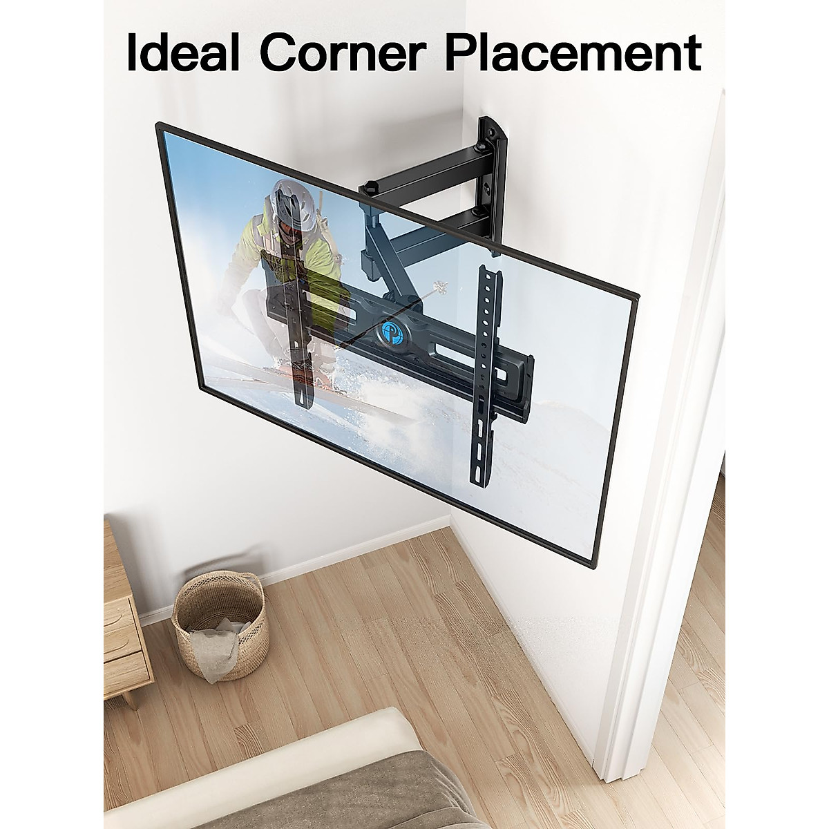 Pipishell Full Motion TV Wall Mount for Most 26-60 inch Flat & Curved TVs up to 77 lbs, Single Articulating Arm, Adjustable Bracket Height, Extension, Max VESA 400x400mm, PIMF9