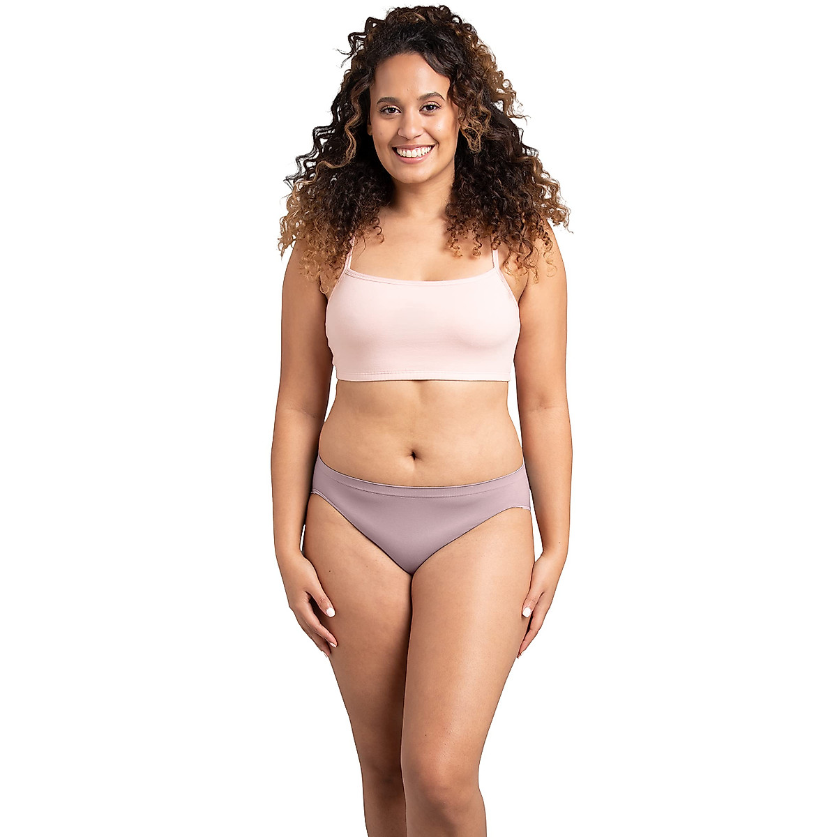 Fruit of the Loom Women's No Show Seamless Underwear, Amazing Stretch & No Panty Lines, Available in Plus Size, Nylon-Bikini-8 Pack-Assorted Neutrals, 7