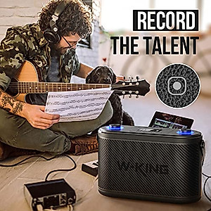 W-KING 120W RMS(240W Peak) Bluetooth Speakers with Huge Bass, 2.1ch 3-Way/Adjustable Bass Treble/Guitar Port/UHF Microphone/Accompaniment/REC/Live/HP Monitor, Large Portable Outdoor Wireless Speaker