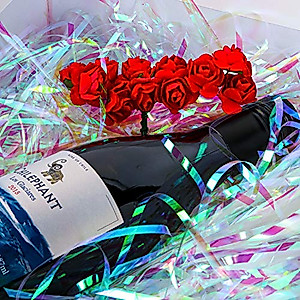 Zwish 1LB Sparkly Iridescent Film PP Hamper Shreds & Strands Shredded Crinkle Confetti for DIY Gift Wrapping & Basket Filling