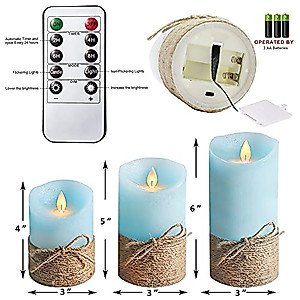 Petristrike Ocean Blue Flameless Candles, Nautical Themed Led Pillar Candles with Remote & Timer, Decorative Flickering Candles for Gifts, Party, Wedding, Home Decorations - Set of 3