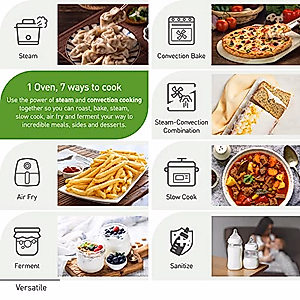 Panasonic HomeChef 7-in-1 Compact Oven with Convection Bake, Airfryer, Steam, Slow Cook, Ferment, 1200 watts, .7 cu ft with Easy Clean Interior - NU-SC180B (Black)