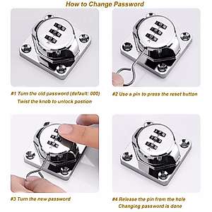 ETEKJOY Keyless Combination Lock for Wooden Cabinet 3-Digit Password Code Hasp Latch Lock Twist Knob Drawer Cupboard Locker Gun-Safe Closet Box (Black)