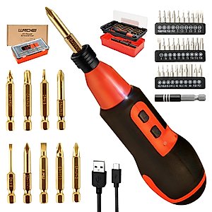 LLNDEI Electric Screwdriver Cordless 4V Electric Manual 2-in-1 Screwdriver Set, Includes Titanium-Plated Bits&Precision Screwdriver Bits&Bit Holder and Storage Box for Household&DIY&Gift for Men Women