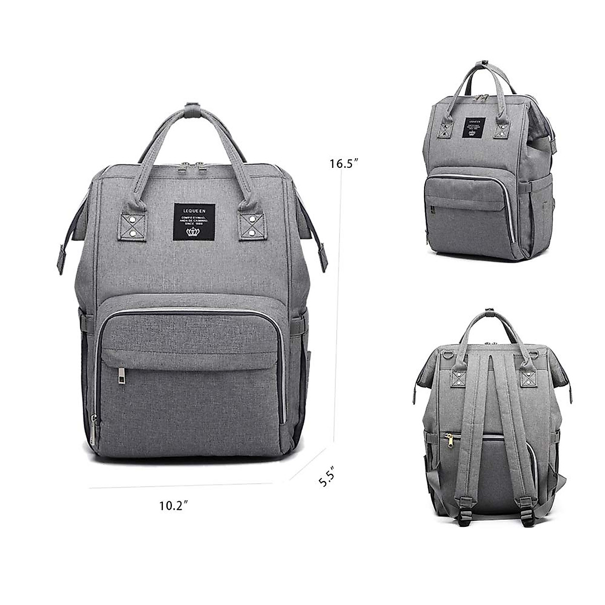 Starte Baby Diaper Bag Backpack with USB Charging Port &Stroller Hooks Travel Back Pack,Light Grey