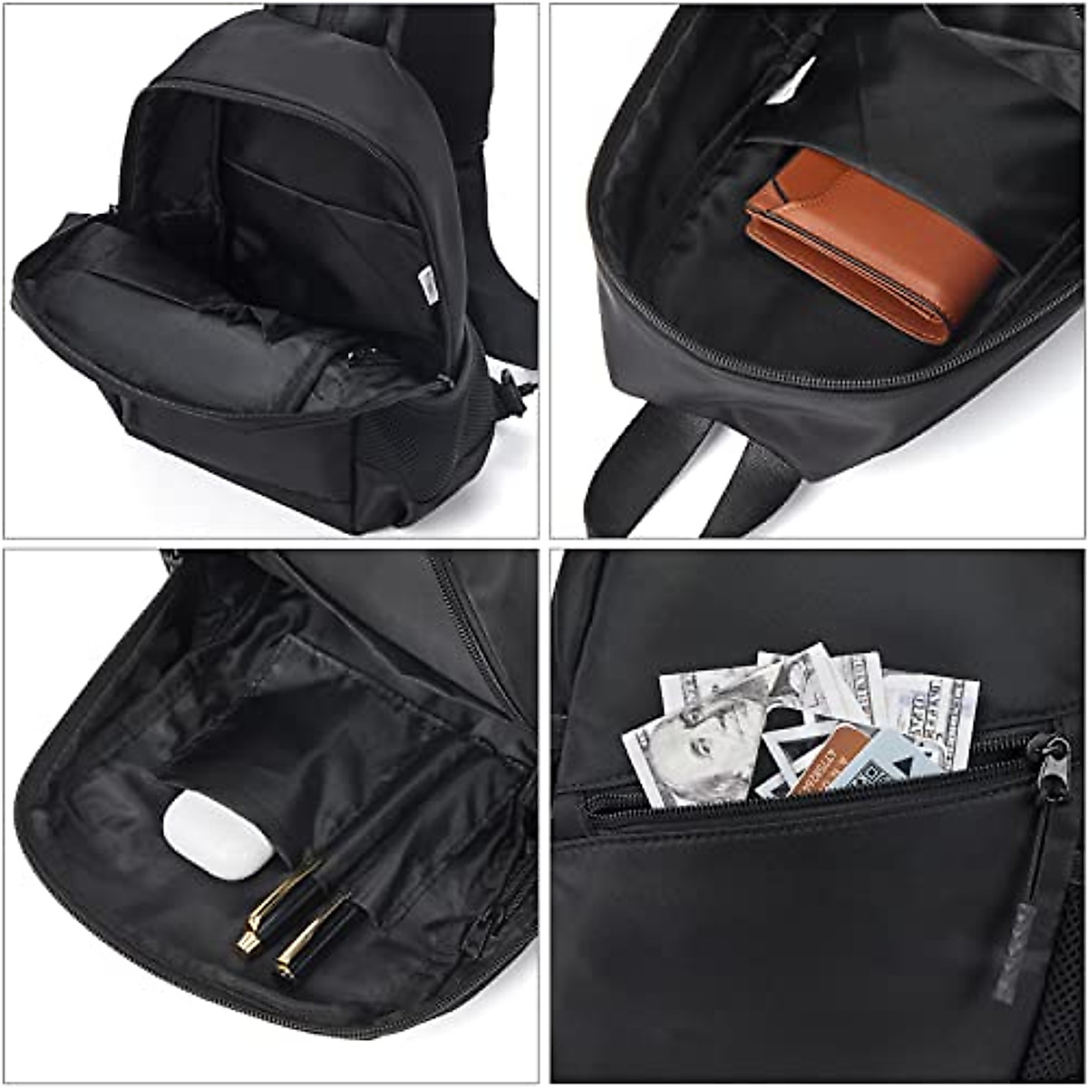 BOSTANTEN Sling Bag, Shoulder Bag Crossbody Backpack Lightweight Casual Daypack for Men Women Travel Hiking Walking, Black